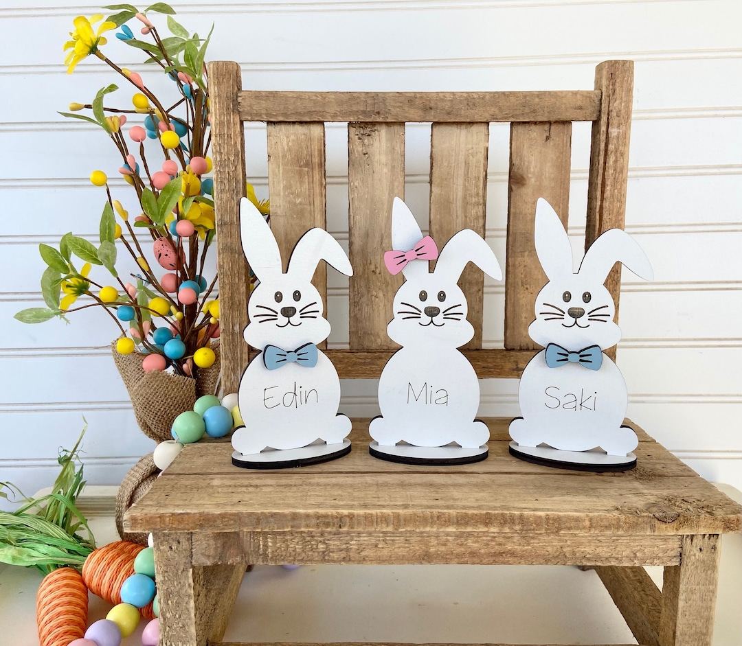 Personalized Easter Bunny, Bunny Shelf Sitter, Holiday Decor, Easter ...