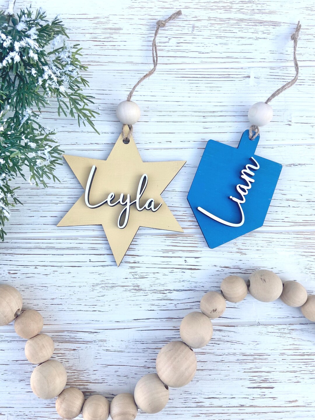 Hanukkah Name Tags, Wooden Hanukkah Name Tags, Dreidel Tags, Hanukkah ...