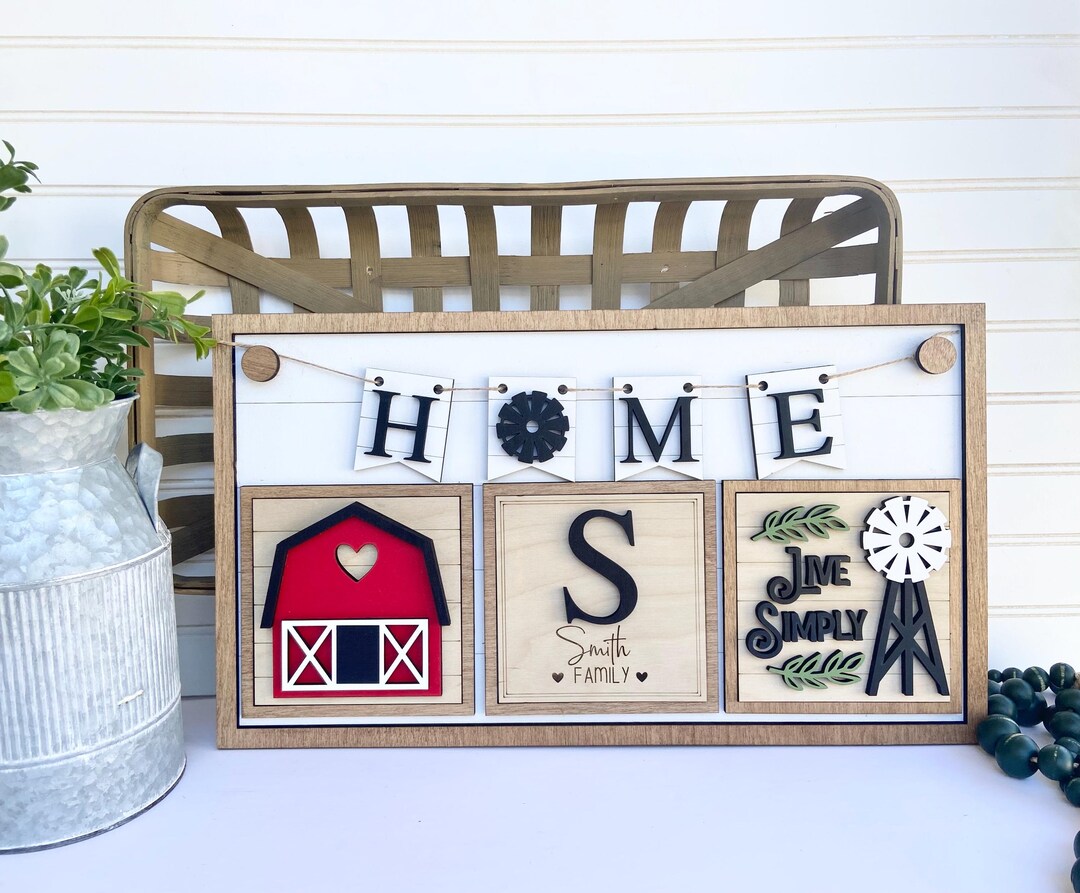 Interchangeable Farmhouse Sign, Farmhouse Shelf Sitter, Farmhouse Home ...