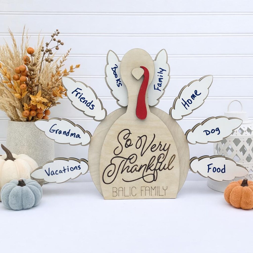 Thankful Turkey Sign | Thanksgiving Family Activity | Write on Feather ...