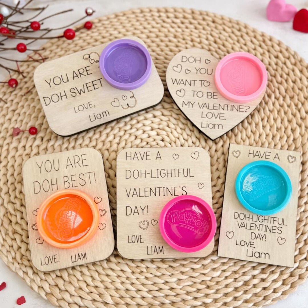 Play Doh Valentine Holder, Classroom Valentine Gift, Personalized Kids ...