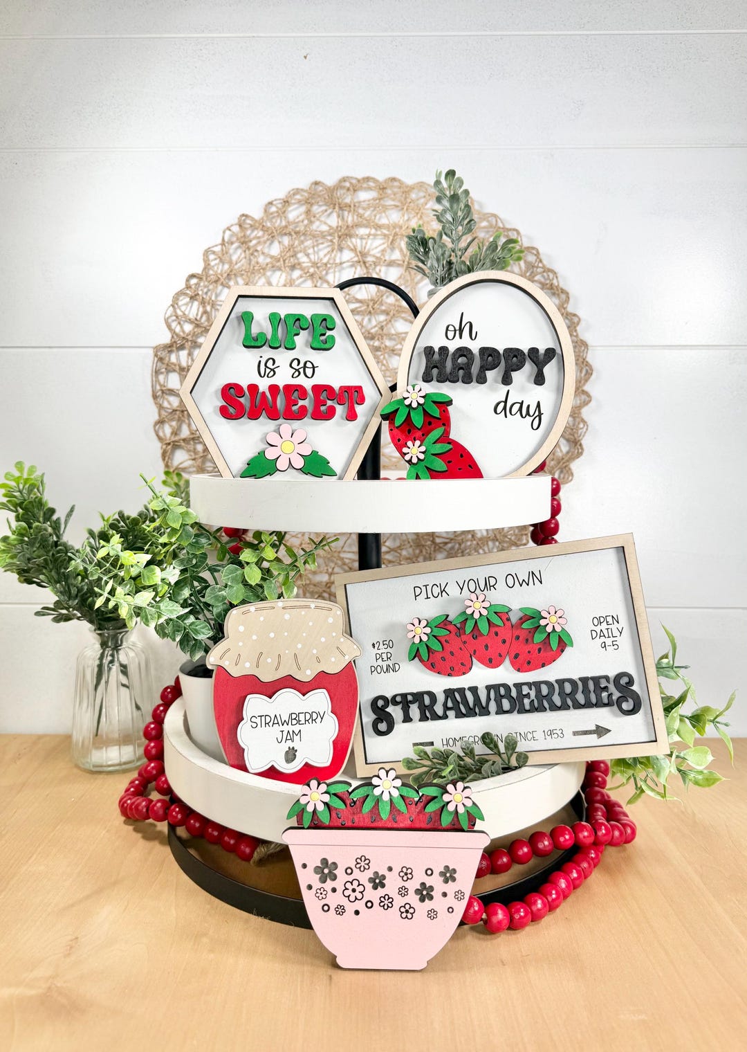 Strawberry Tiered Tray Decor, Strawberry Themed Signs, Summer Signs ...