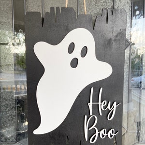 Hey Boo Ghost Door Sign, Halloween Door Sign, Front Porch Decor, Fall ...