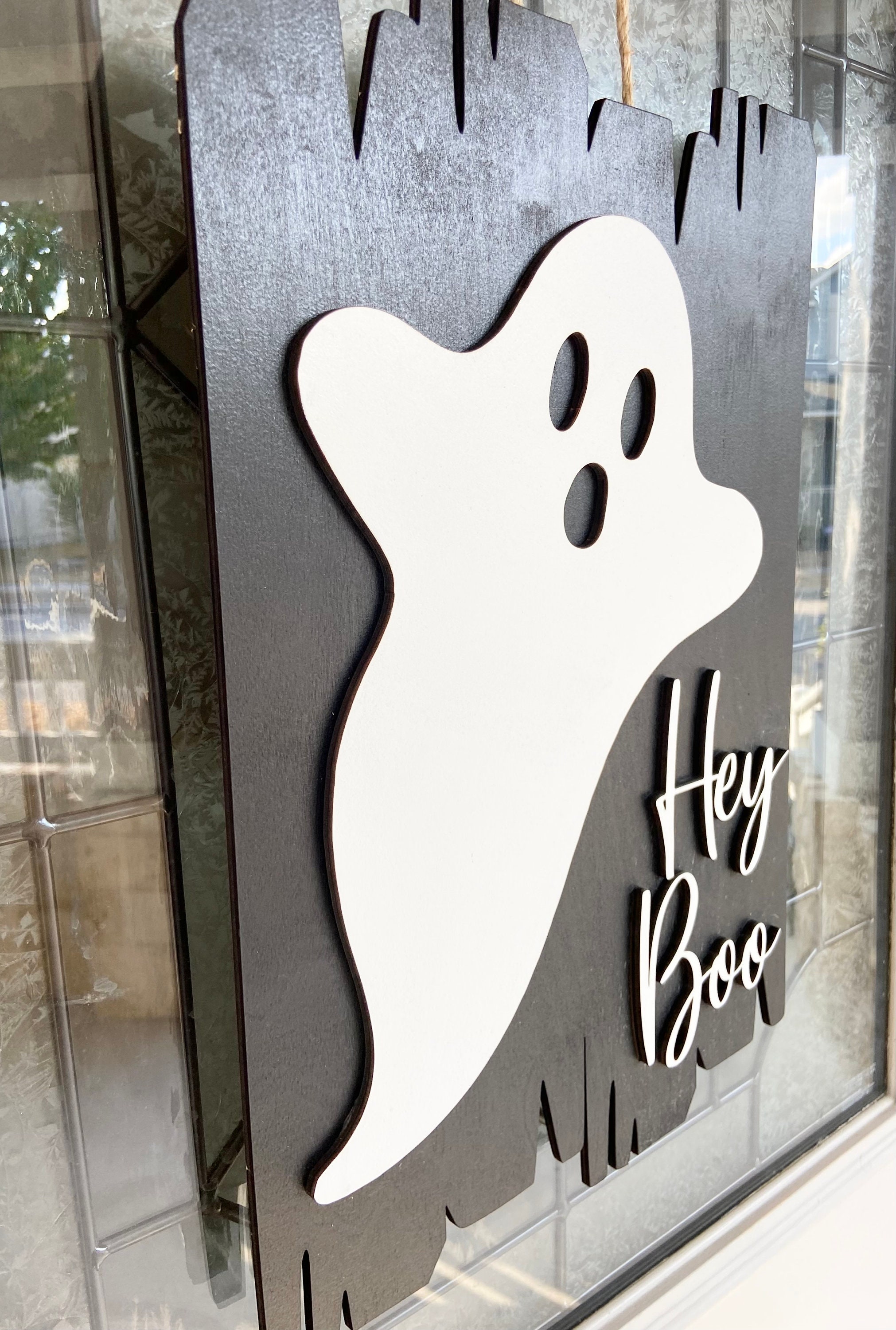 Hey Boo Door Sign, Halloween Door Hanger, Ghost Door Sign, Farmhouse ...