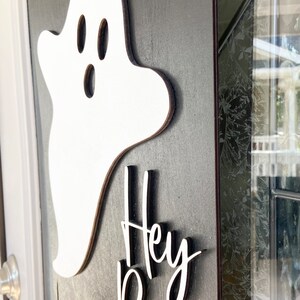 Hey Boo Ghost Door Sign, Halloween Door Sign, Front Porch Decor, Fall ...