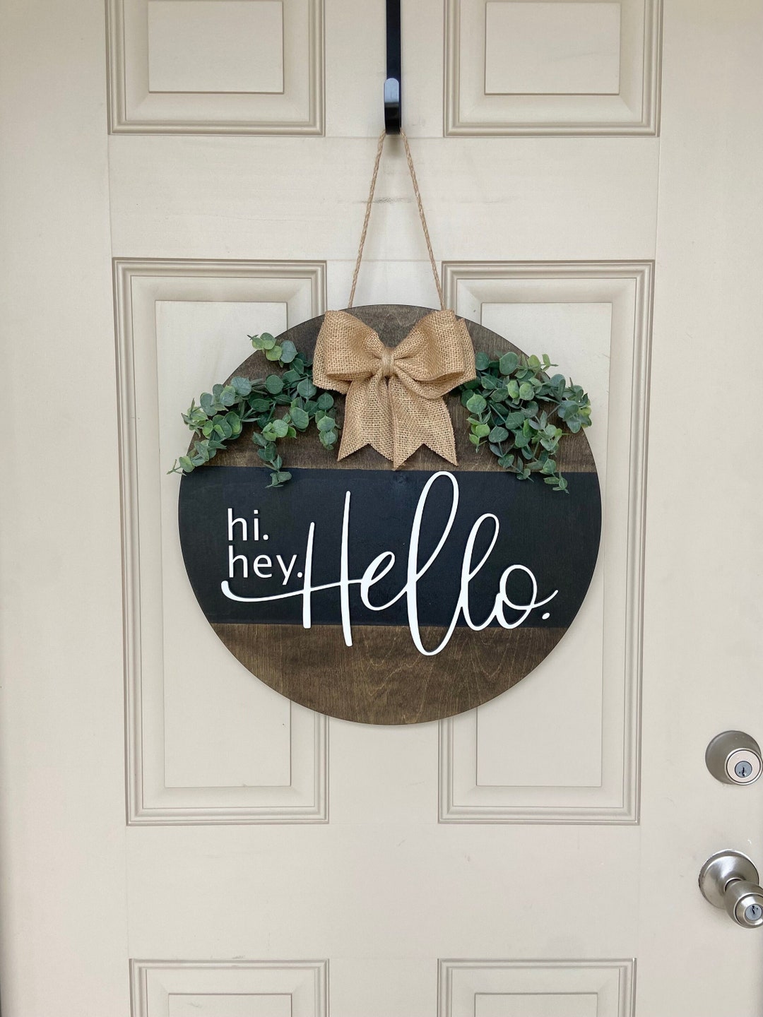 Hi Hey Hello Door Sign, Hello Front Door Decor, Custom Door Sign, Front ...