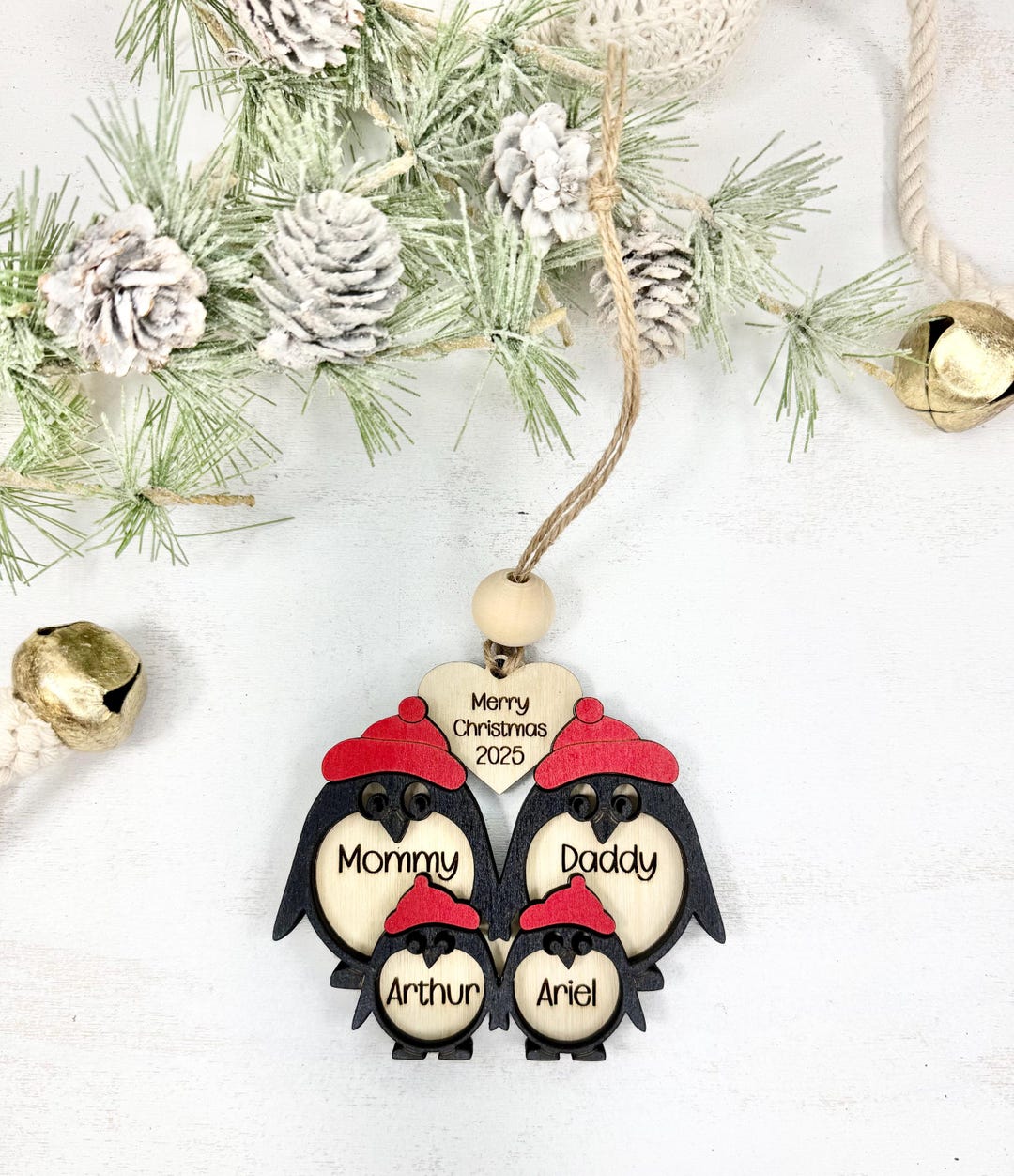 Personalized Penguin Family Christmas Ornament, Personalized Christmas ...