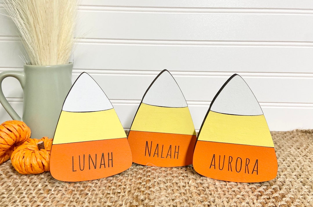 Personalized With Name Candy Corn Sign Adorable Halloween - Etsy