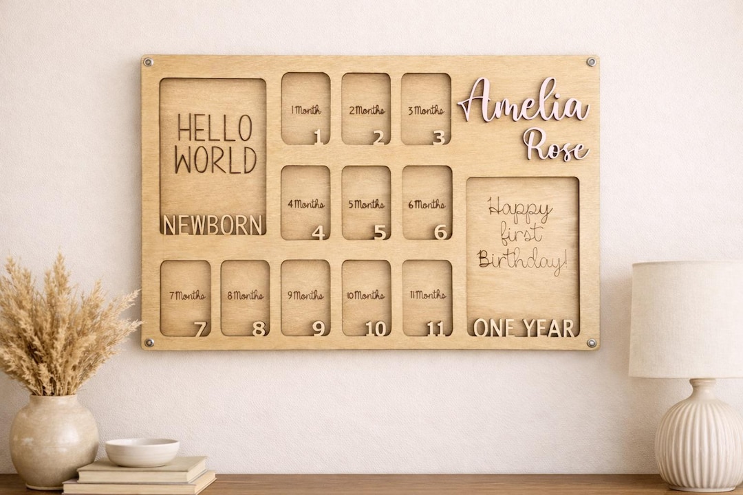Personalized Baby First Year Photo Frame | Newborn to One Year Picture ...