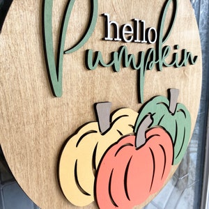 Hello Pumpkin Door Hanger, Fall Decor, Fall Porch Decor, Fall Door Sign ...