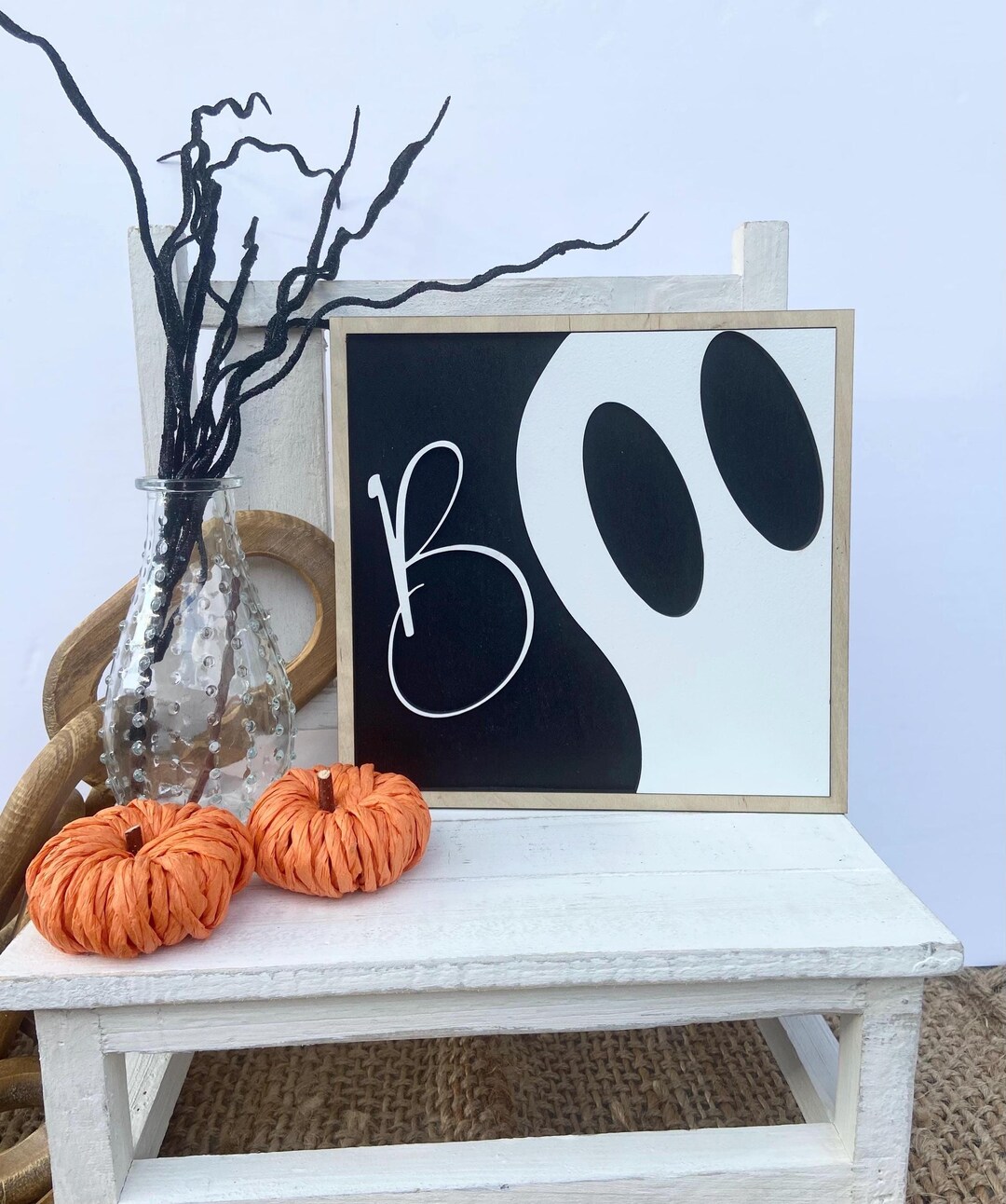 Boo Halloween Sign, Farmhouse Style Sign, Halloween Decor Framed Wood ...