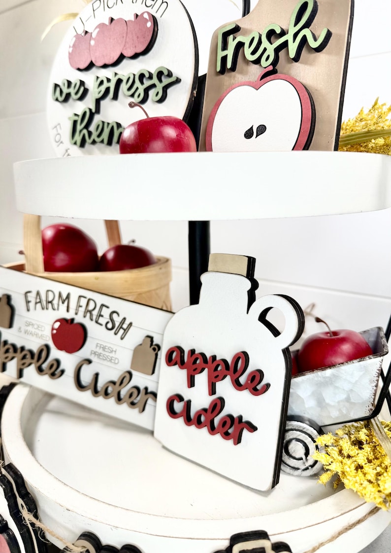Fall Apple Cider Tier Tray, Apple Cider 3D Set, Apple Orchard Tiered ...
