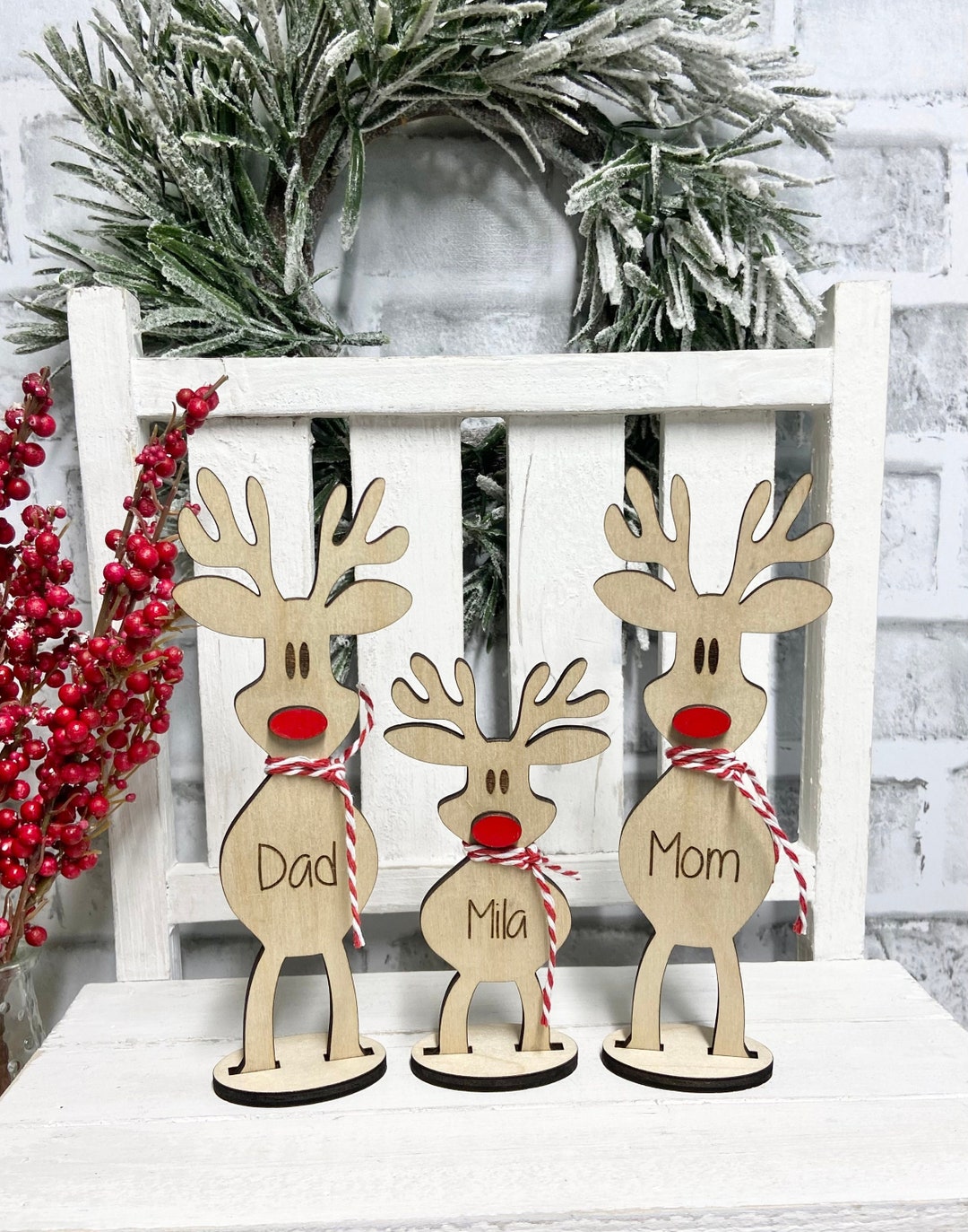 Personalized Reindeer, Reindeer Shelf Sitter, Holiday Decor, Christmas ...