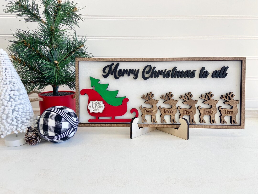 Personalized Reindeer Family Sign, Christmas Reindeer, Personalized ...