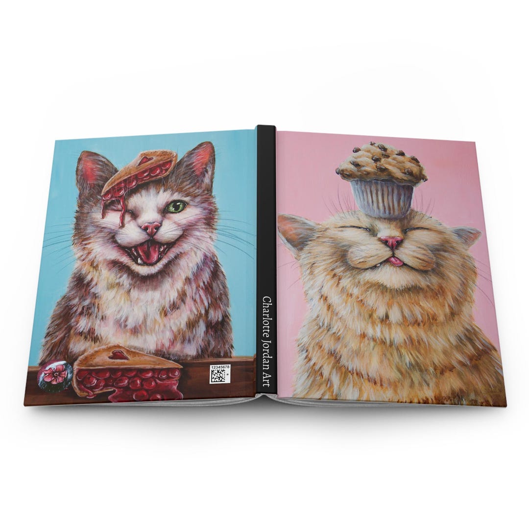 Bakery Cats Muffin and Cherry Pie Cat Hardcover Journal Matte - Etsy