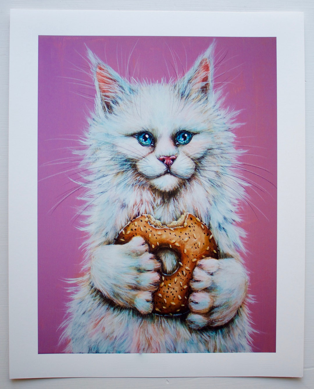 Cat Art Print | Bagel Cat, Bakery Cat Series, Cute Cat Art, Cats and ...