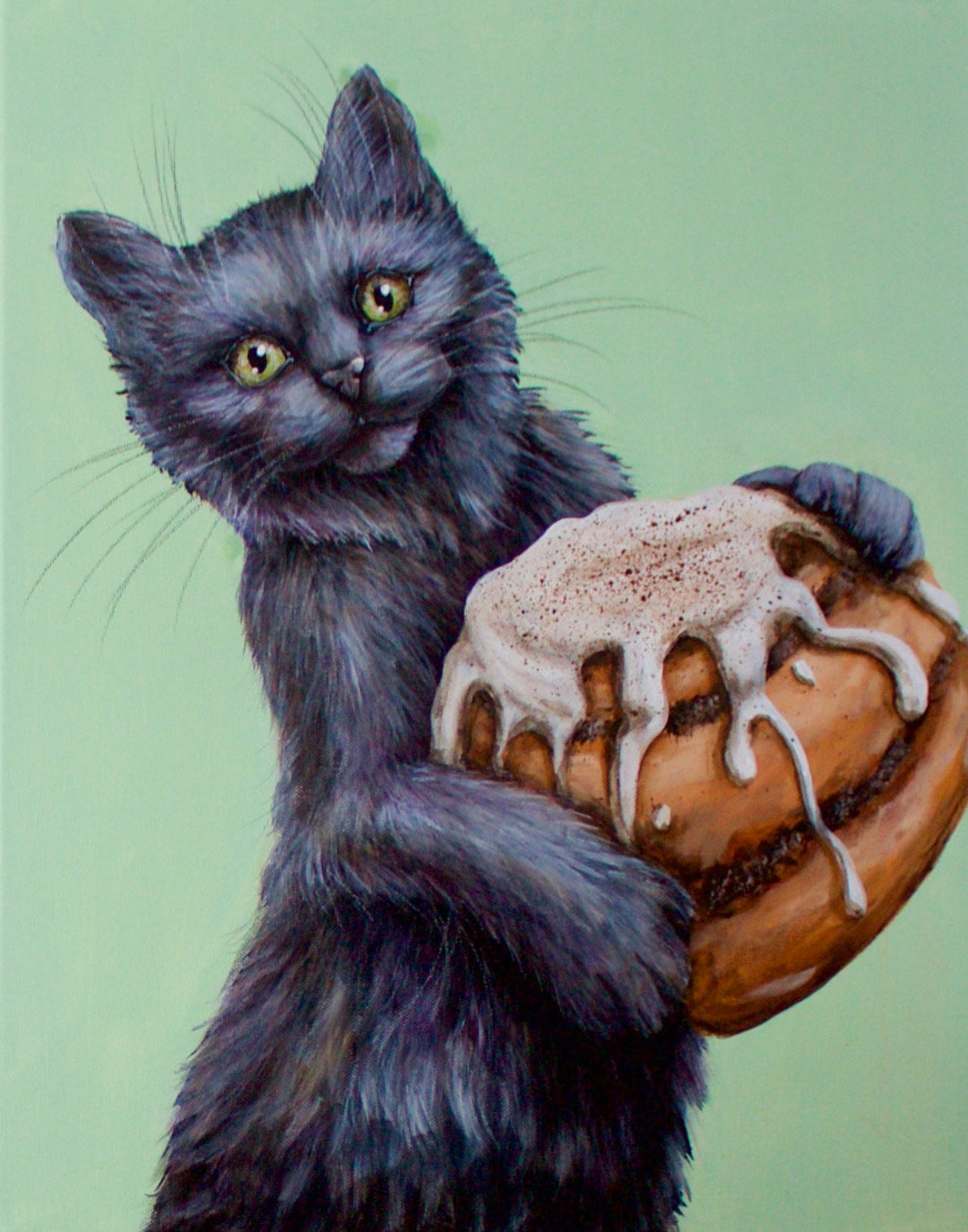 Original Cat Painting Cinnamon Roll Cat bakery Cat Series - Etsy