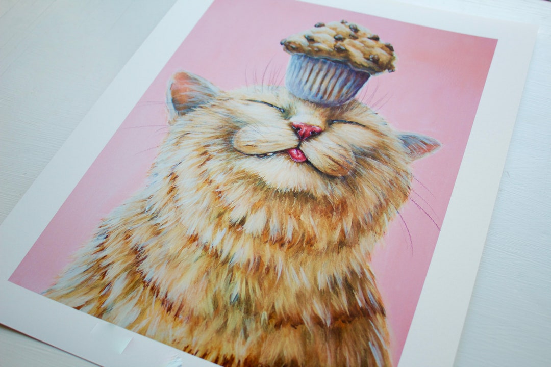 Cat Art Print | Muffin Cat, Bakery Cat Series, Cute Cat Art, Cats and ...
