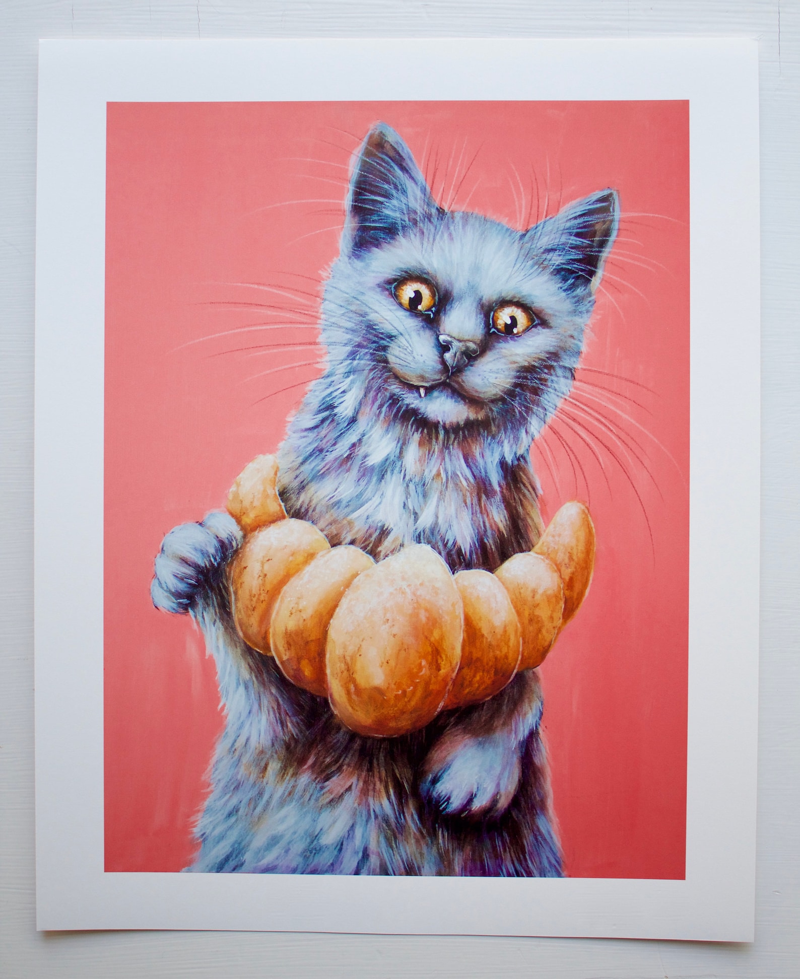 Cat Art Print | Croissant Cat, Bakery Cat Series, Cute Cat Art, Cats ...