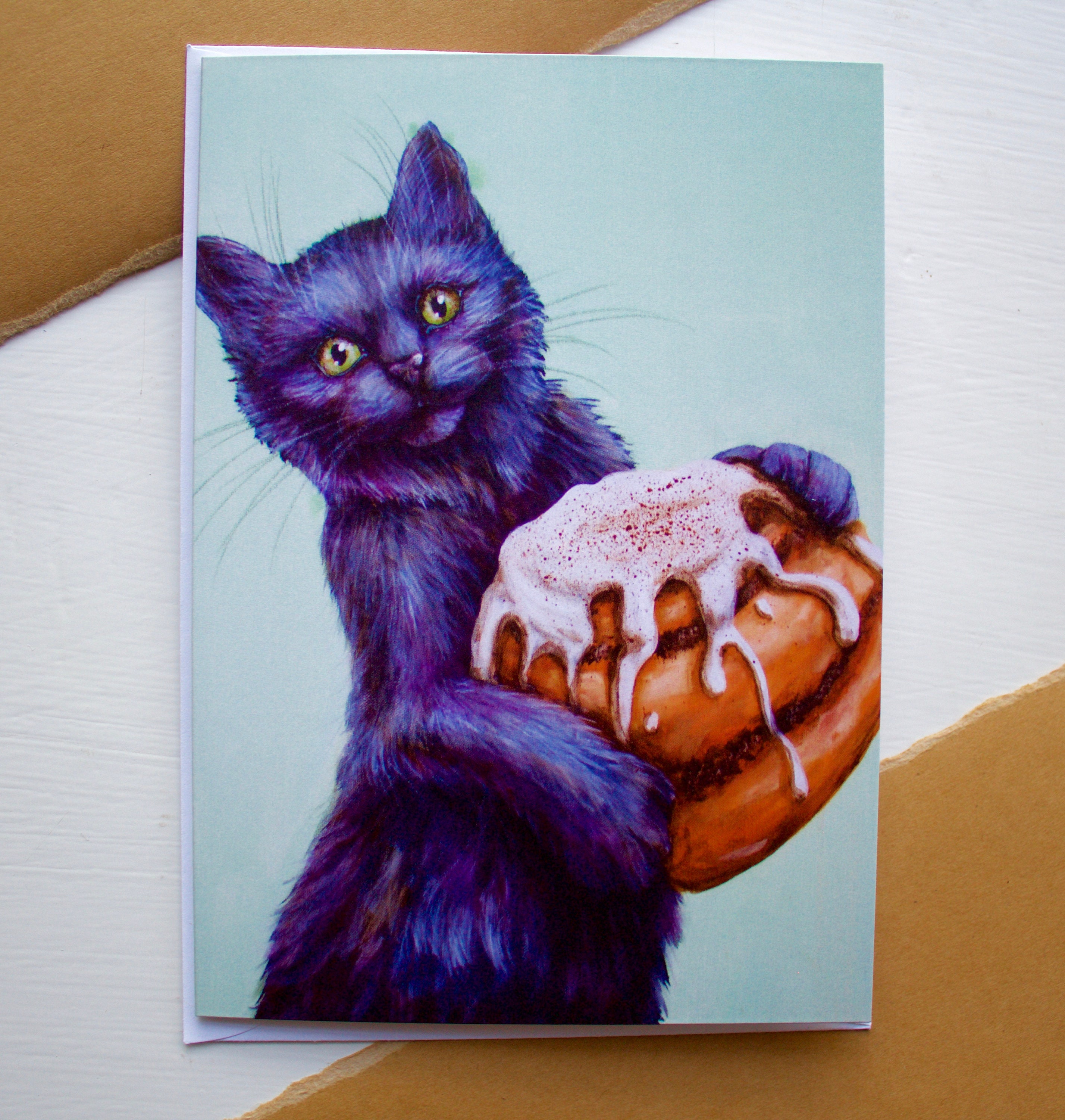 Cat Greeting Card Cinnamon Roll Cat Blank Greeting Card - Etsy