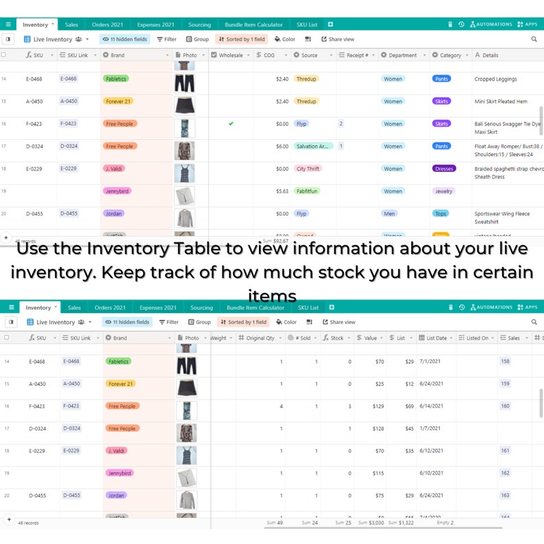 Wholesale Reseller Inventory & Sales Dashboard for Airtable-separate ...