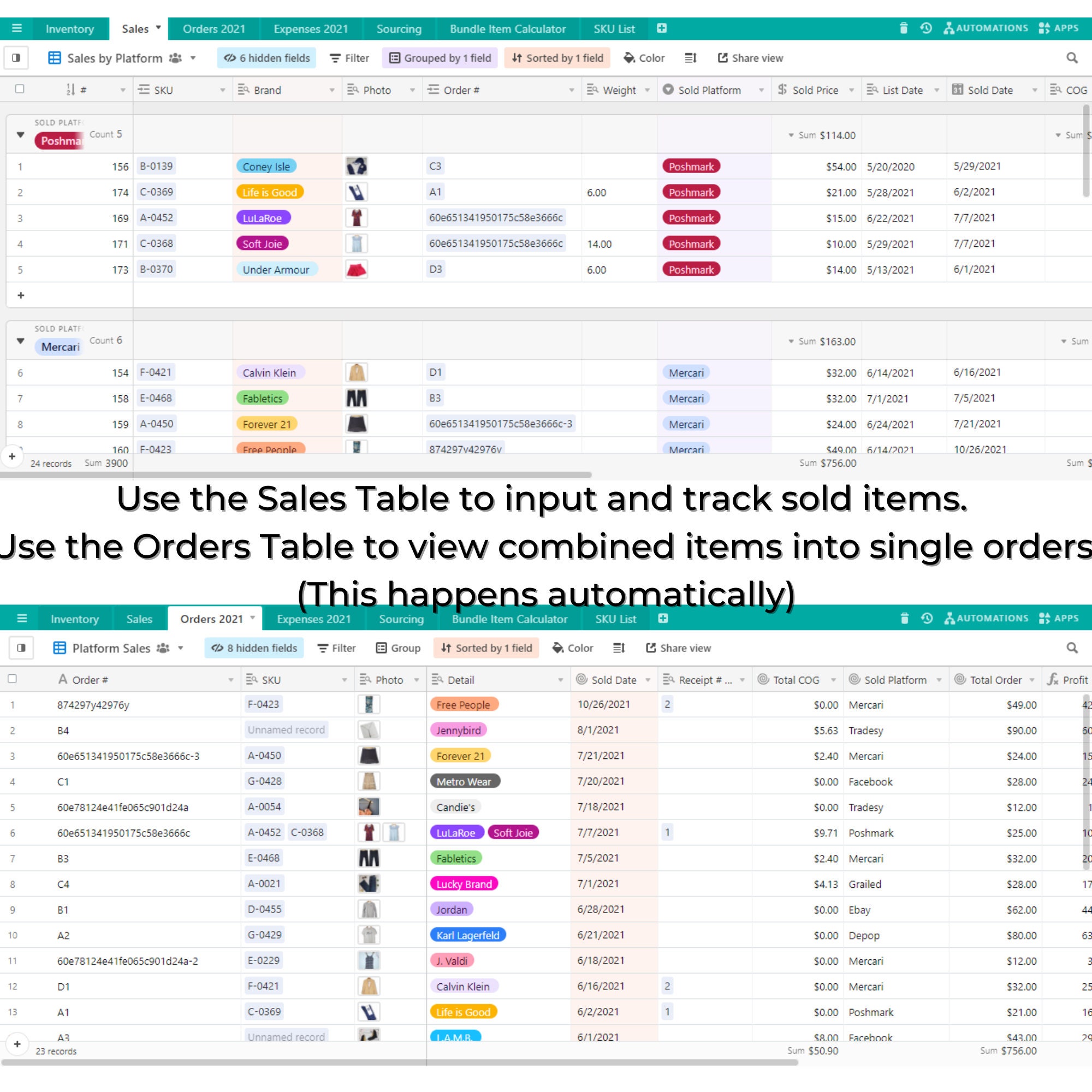 Wholesale Reseller Inventory & Sales Dashboard for Airtable-separate ...