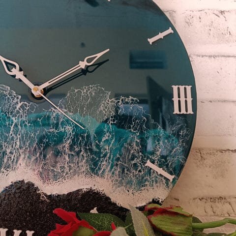Resin Watch Resin Wall Clock Ocean Art Wall Clock Beach Décor Handmade ...
