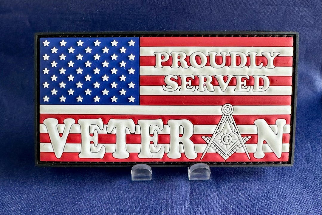 Patriotic Masonic Veteran PVC Patch. Free Shipping. - Etsy