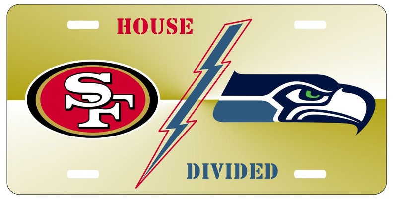 House Divided 49ers/seahawks/la Rams Aluminum License Plate 12"x6 ...