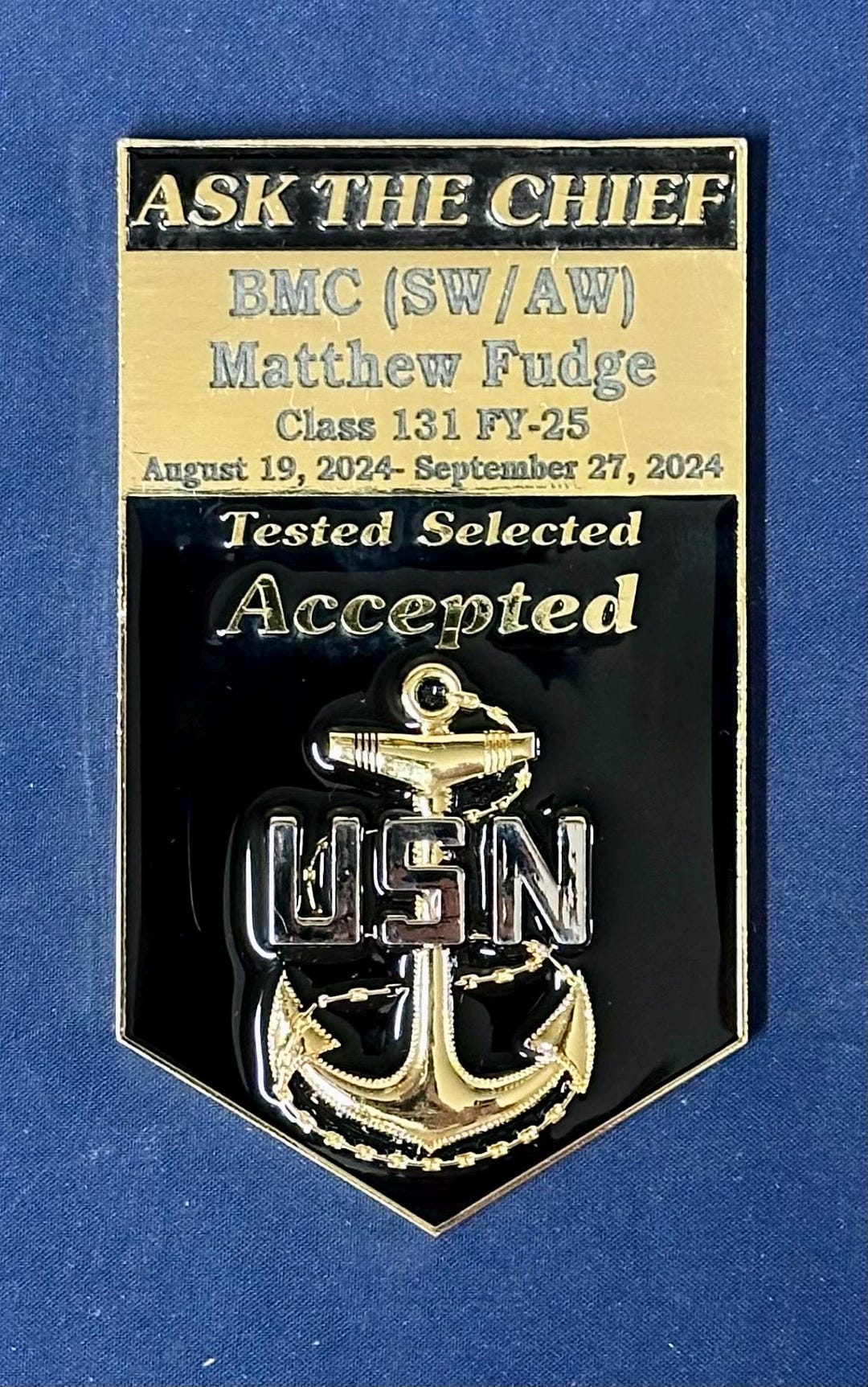 Personalized Chevron Coin for U.S. Navy Chief Petty Officer Class 132 ...