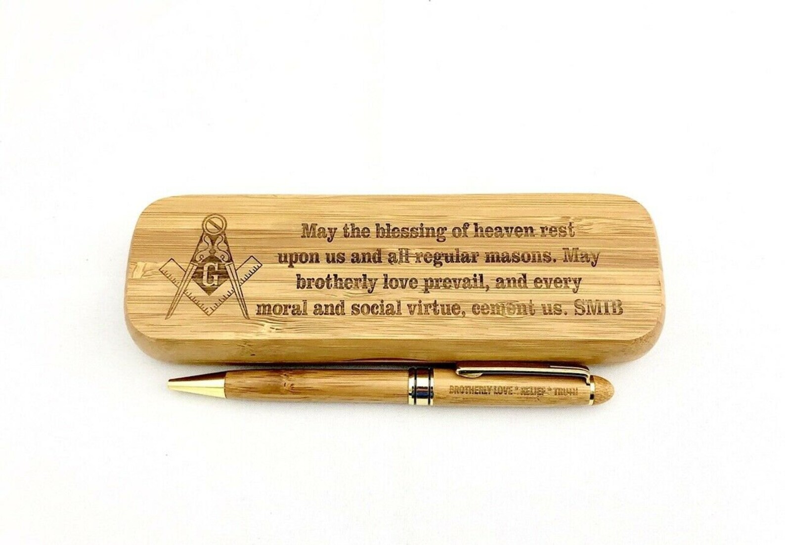 SMIB Masonic Bamboo Pen and Pen Holder FREE SHIPPING | Etsy