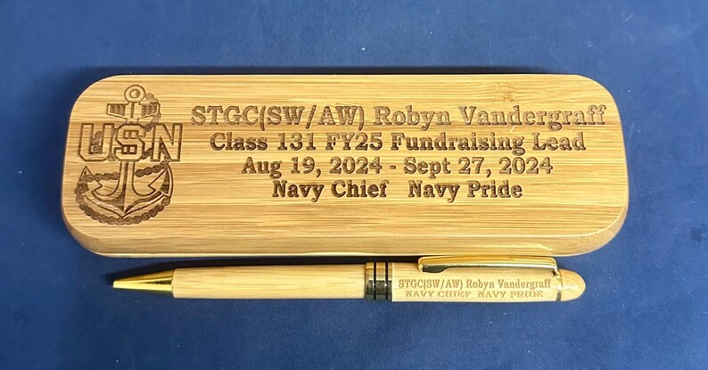 Personalized Bamboo Pen and Holder for U.S. Navy Chief Petty Officer ...
