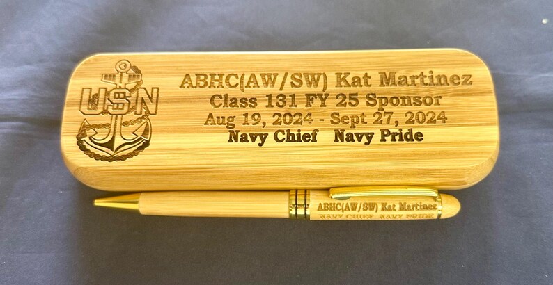 Personalized Bamboo Pen and Holder for U.S. Navy Chief Petty Officer ...