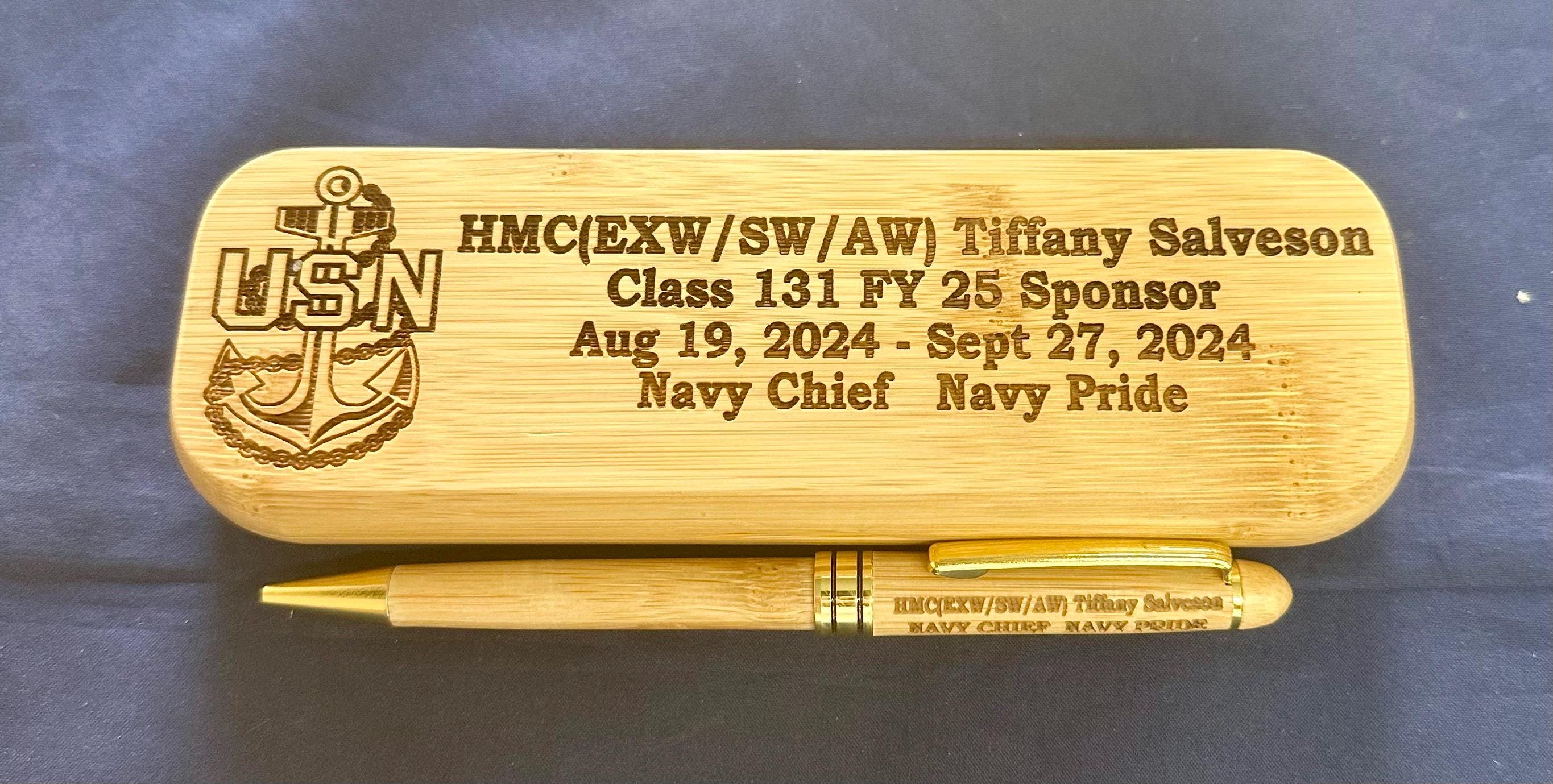 Personalized Bamboo Pen and Holder for U.S. Navy Chief Petty Officer ...