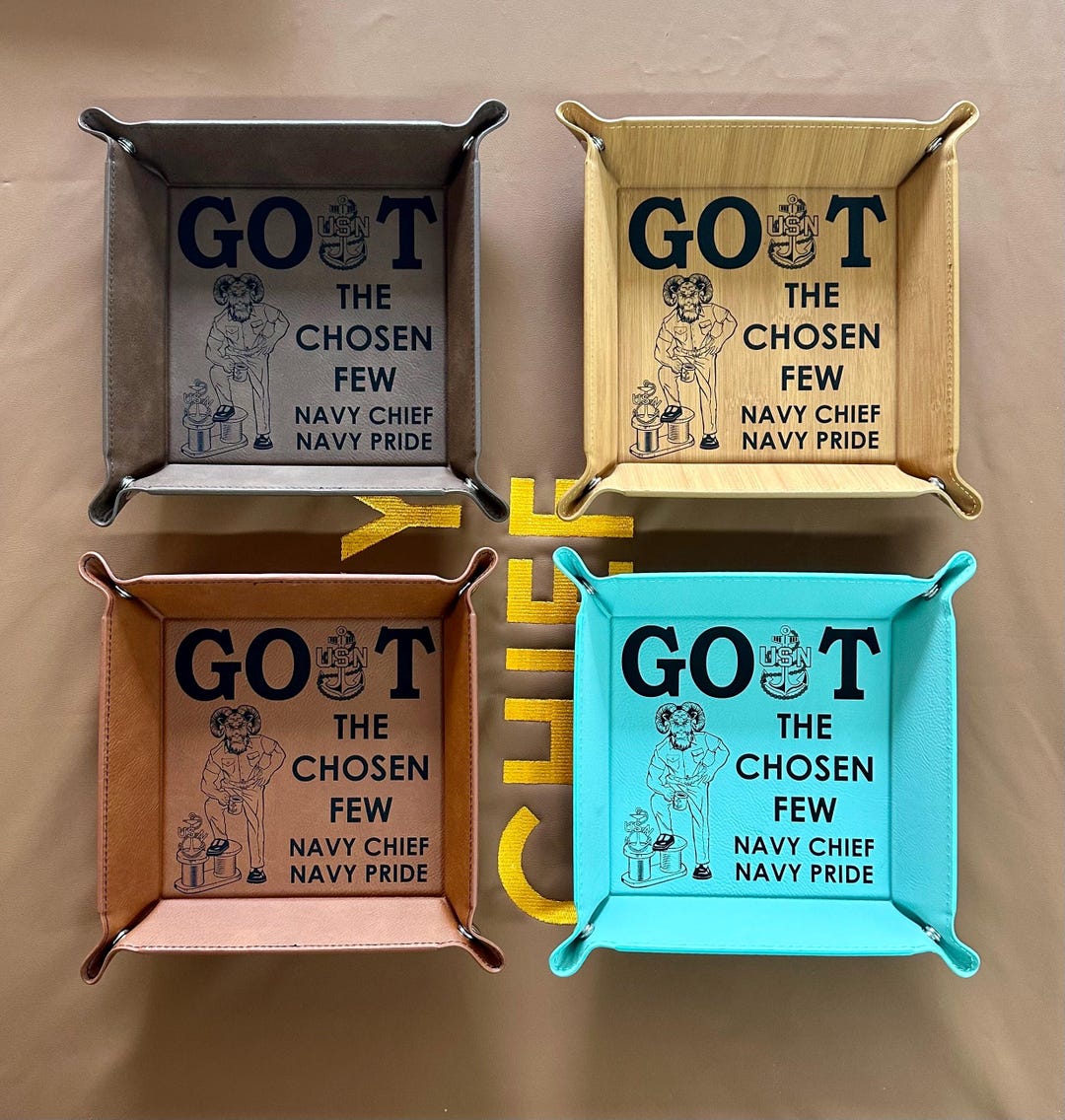 GOAT Chiefs 6x6 Leatherette Snap up Tray. Free Shipping - Etsy