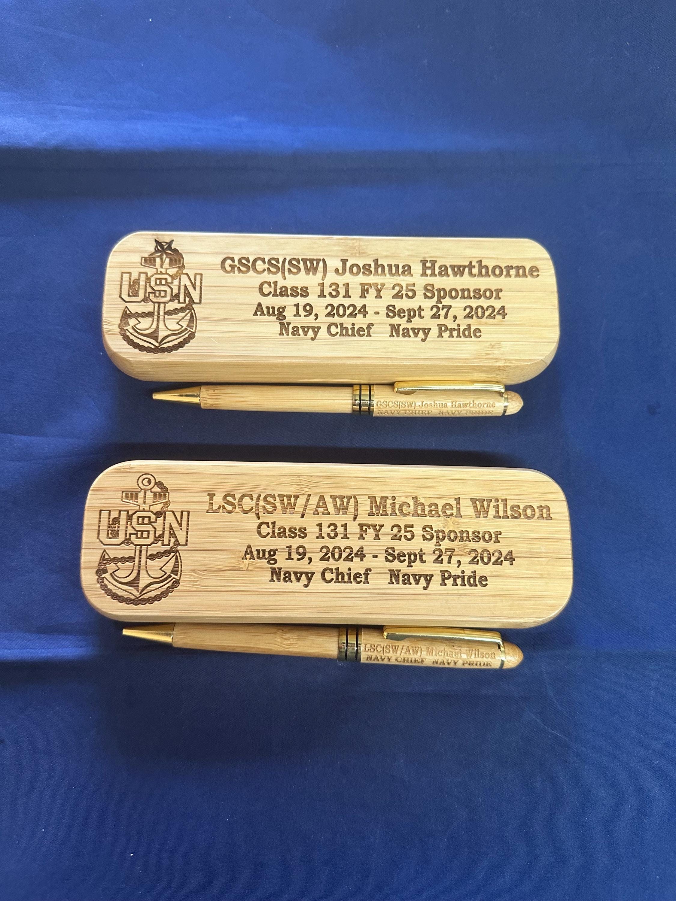 Personalized Bamboo Pen and Holder for U.S. Navy Chief Petty Officer ...