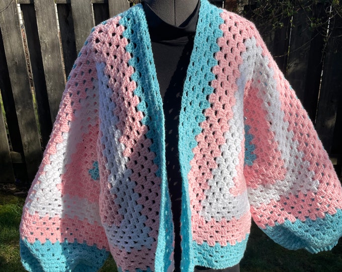 Oversized Plush Soft Transgender Pride Flag Sweater Cardigan, Trans ...