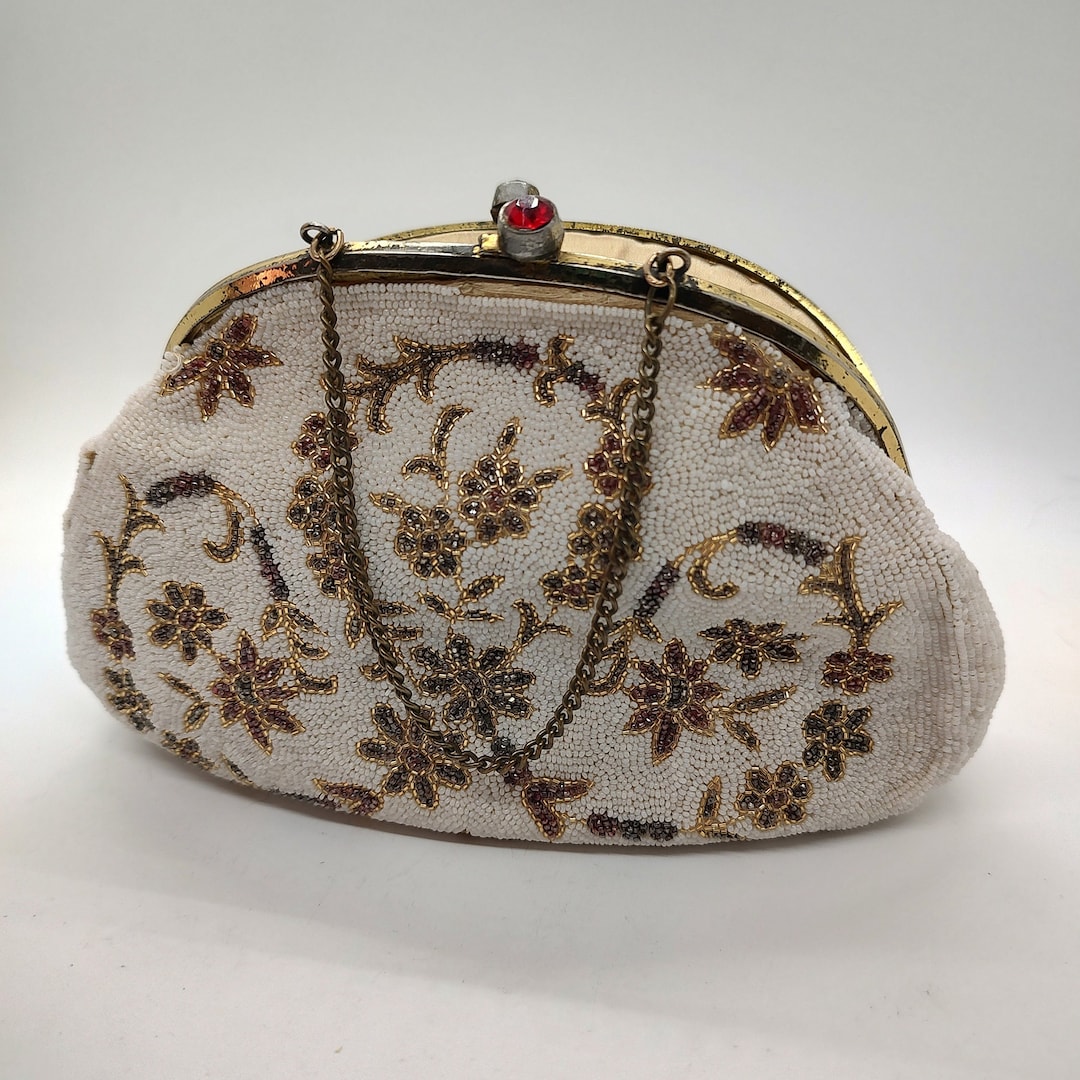 Antique French Hand Beaded Evening Hand Purse | Microbead Purse ...