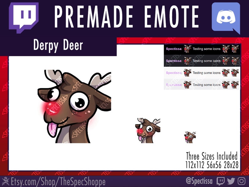 Derpy Deer Twitch / Discord Emote | Etsy