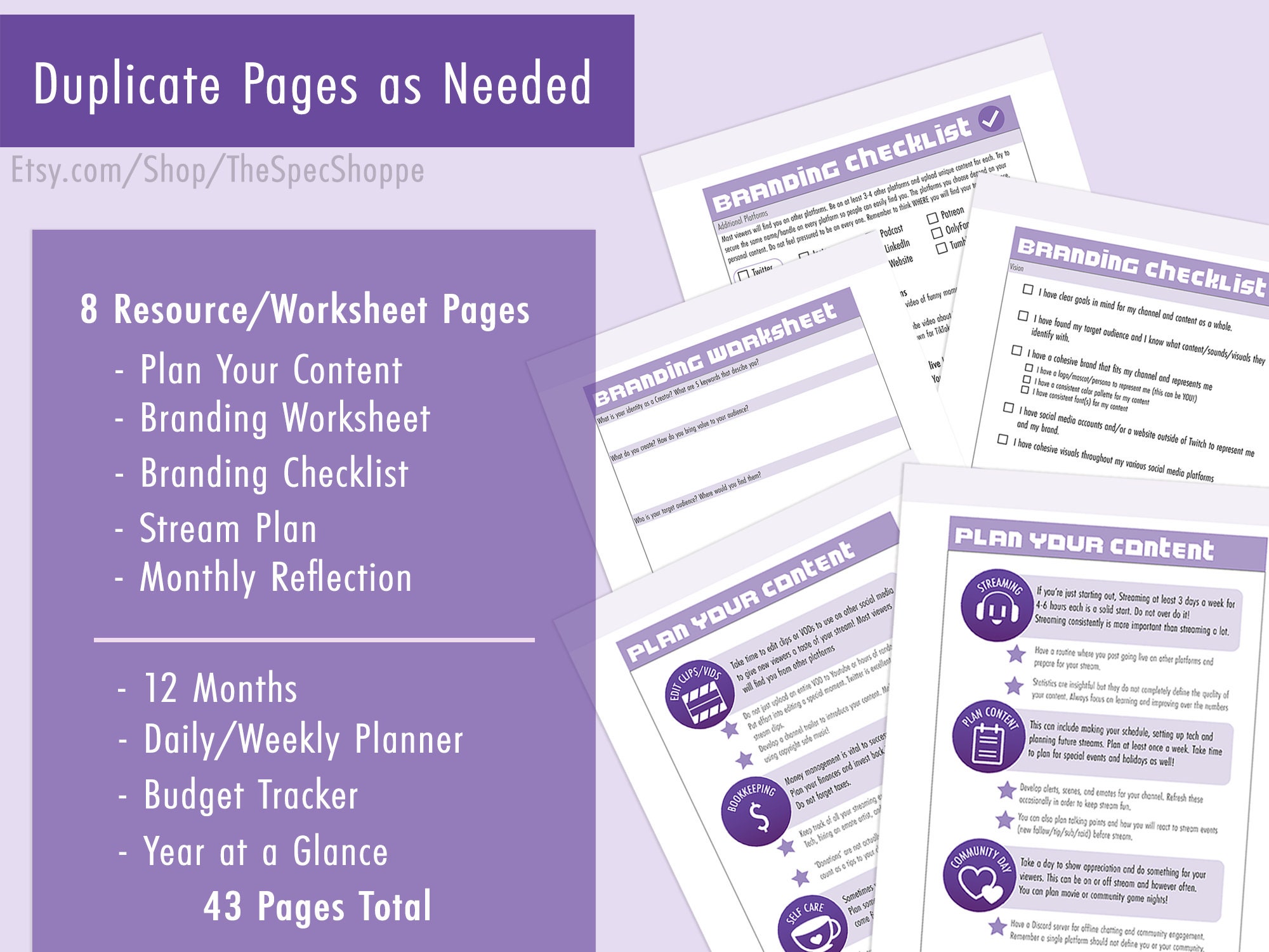 Combo Pack Digital and Printable Twitch Streamer Planner and | Etsy