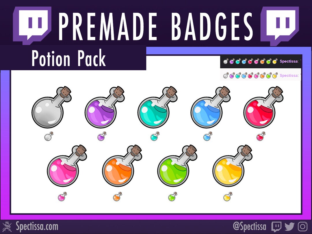 9 Potion Twitch Sub Cheer Badges - Etsy