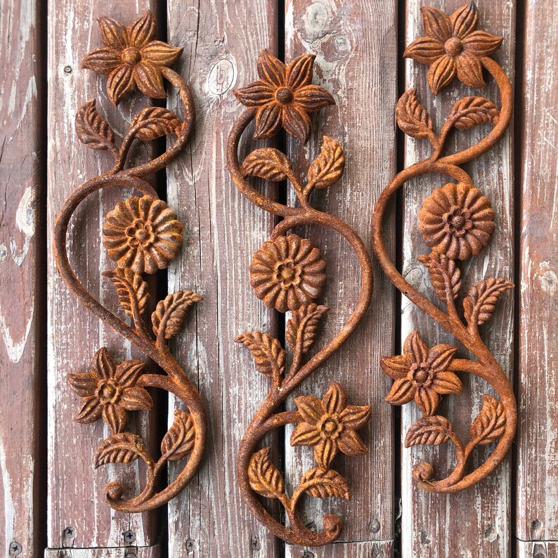 Set of 3 Rusty Flower Wall Hanging Rusty Flowers Ornament | Etsy