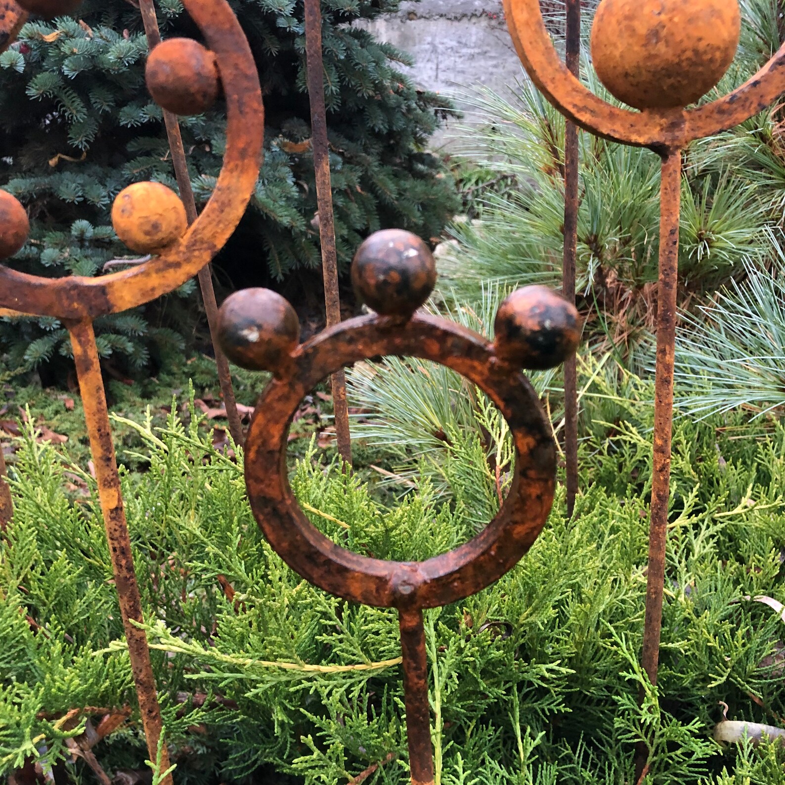 Rusty Finials Set of 8 Garden Stakes Metal Garden Decor | Etsy