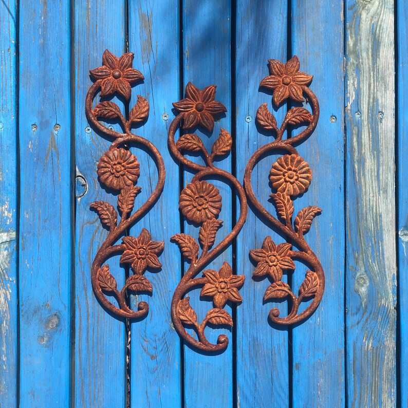 Set of 3 Rusty Flower Wall Hanging Rusty Flowers Ornament | Etsy