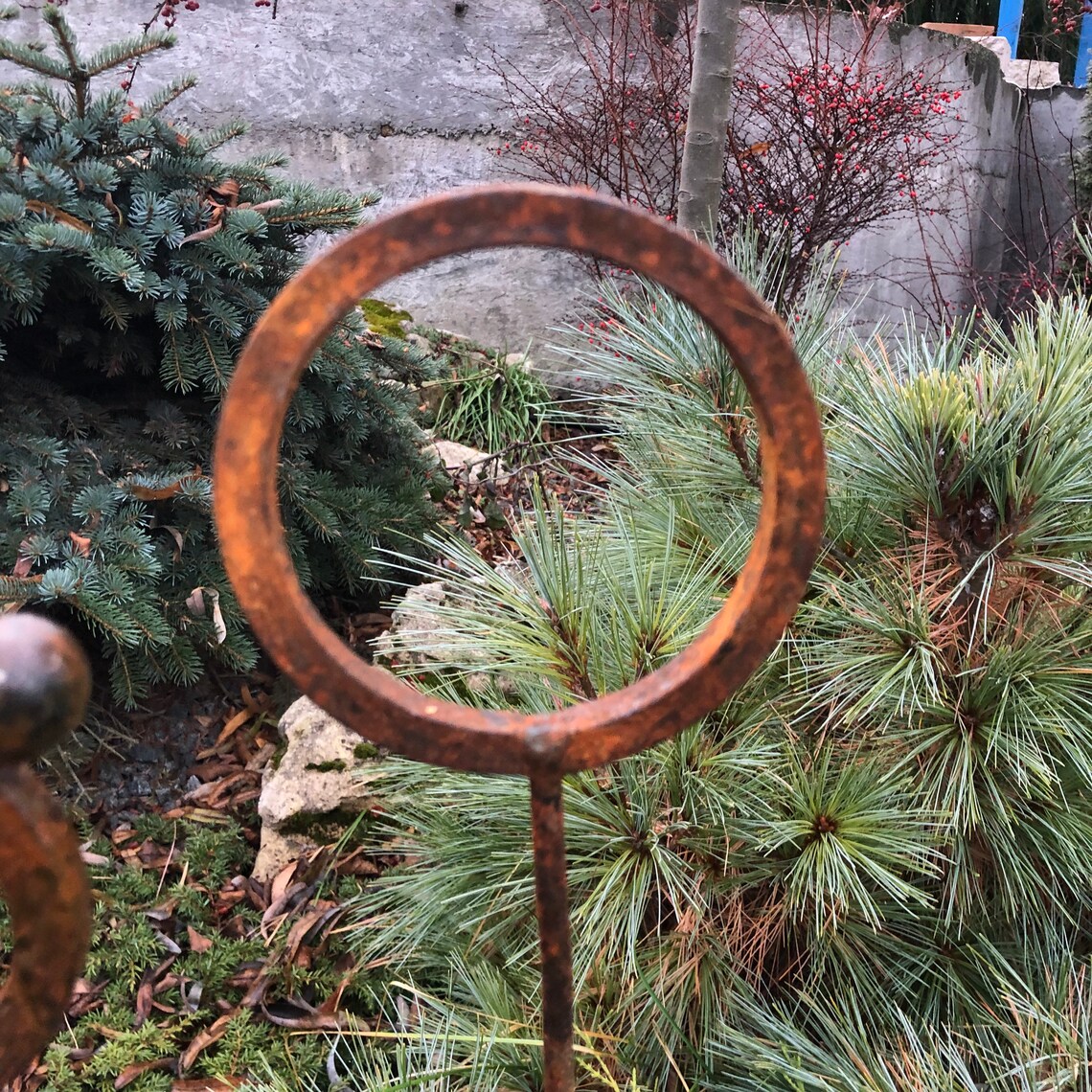 Rusty Finials Set of 8 Garden Stakes Metal Garden Decor | Etsy