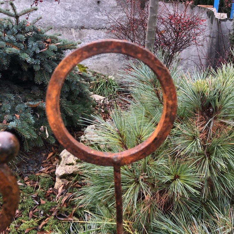 Rusty Finials Set of 8 Garden Stakes Metal Garden Decor | Etsy