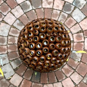 Rustic Metal Garden Sphere 14" – Weathered Steel Ball, Outdoor Yard Art ...