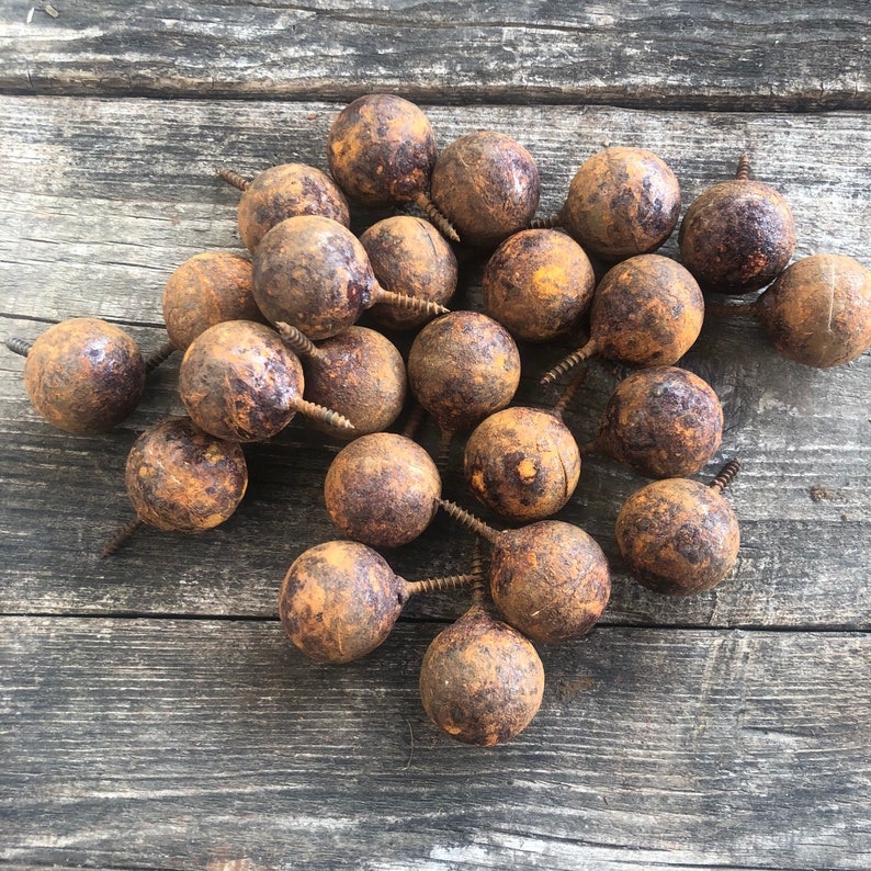 Rusted Metal Balls With Screws Handmade Wall or Fence Rustic Decor 2 to ...