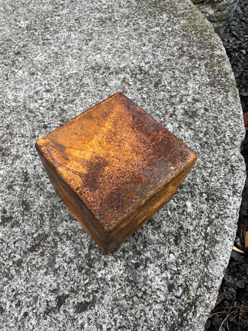 Minimalistic Industrial Cube Rusty Metal Garden Sculpture - Etsy