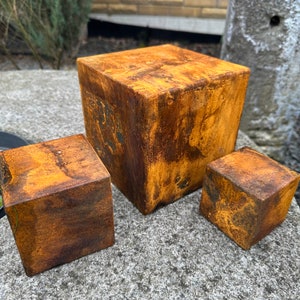 Unique Rusty Metal Cube Sculptures Set - Handmade Rustic Zen Garden ...